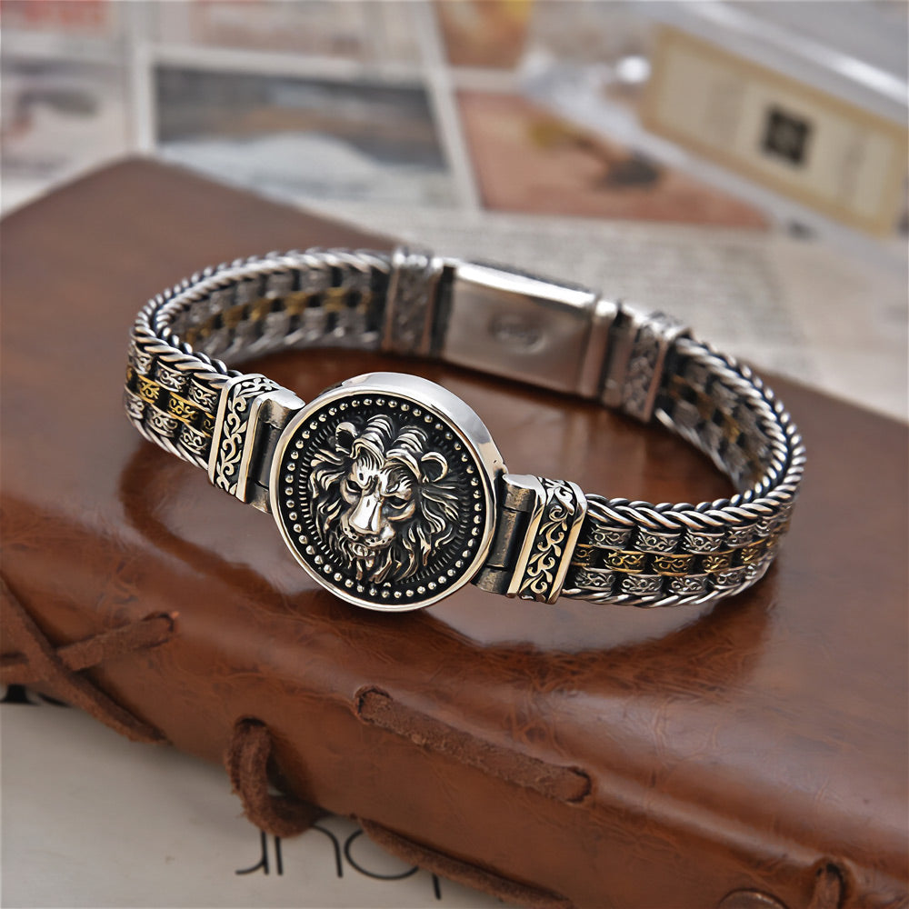 Handmade 925 Sterling Silver Lion Bracelet for Men | Magnus