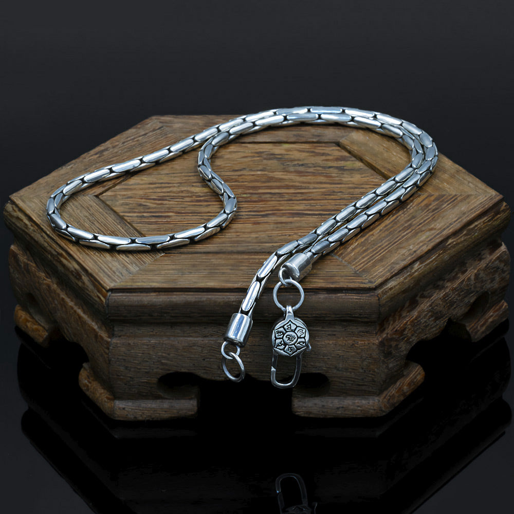 S925 Silver Handmade Bamboo Chain Necklace For Men - Alfo