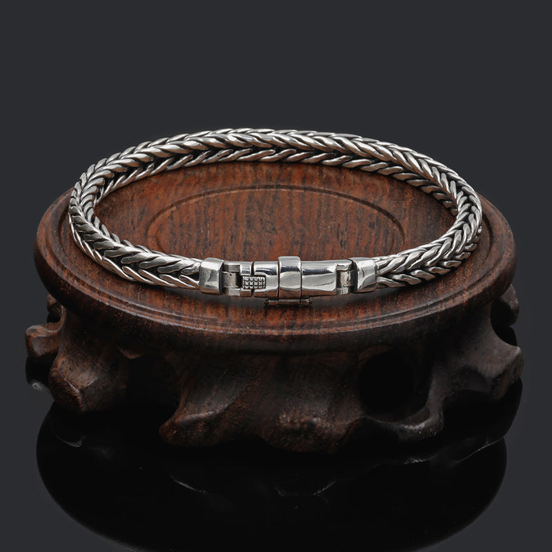 S925 Silver Handmade Braided Bracelet For Men - Crein