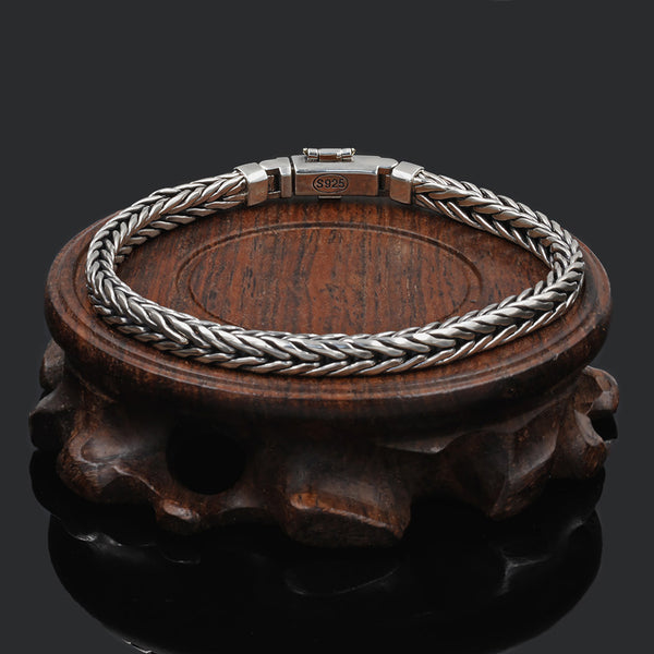 S925 Silver Handmade Braided Bracelet For Men - Crein