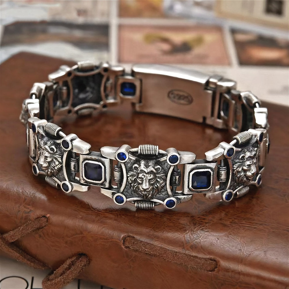 S925 Silver Royal Handmade Lion Bracelet For Men - Leo