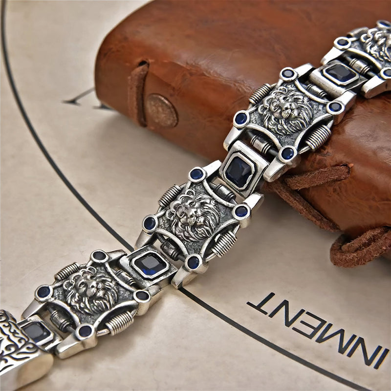 S925 Silver Royal Handmade Lion Bracelet For Men - Leo