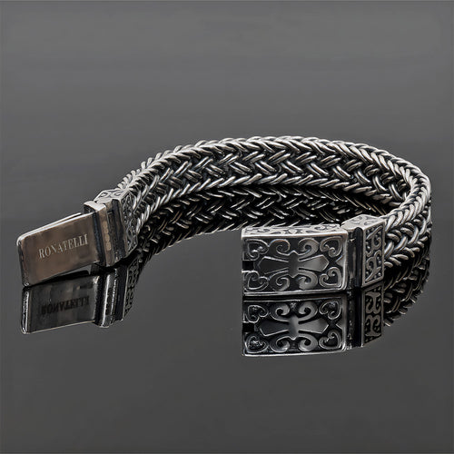 S925 Silver Wide Woven Chain Bracelet For Men - Marlo