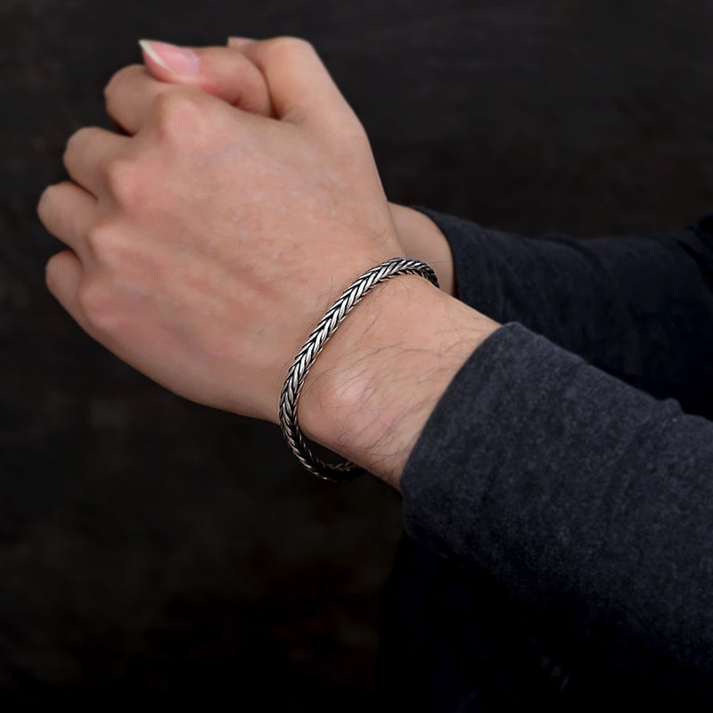 S925 Silver Handmade Braided Bracelet For Men - Crein