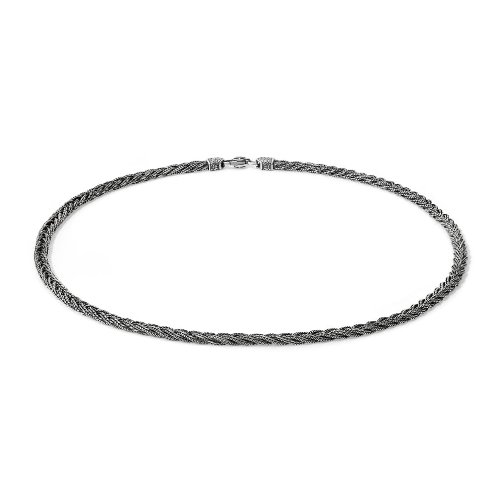 S925 Silver Fox Tail Hand Woven Chain Necklace For Men - Parma