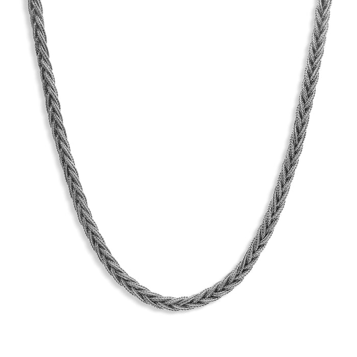 S925 Silver Fox Tail Hand Woven Chain Necklace For Men - Parma