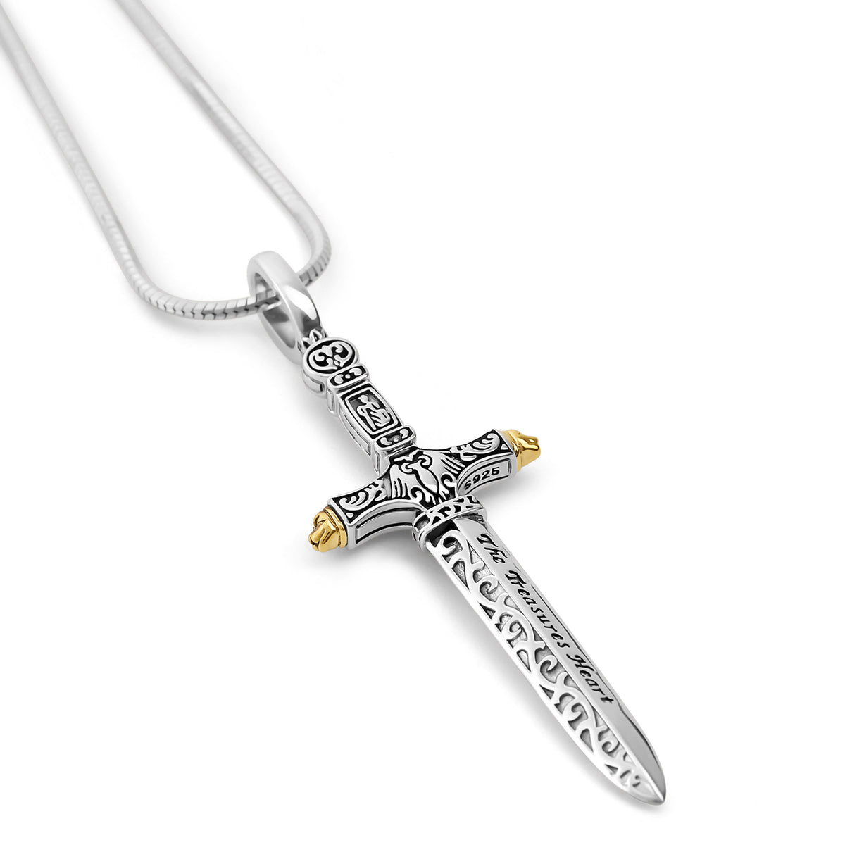 S925 Silver Handmade Cross Sword Pendant Necklace For Men - Ravenna