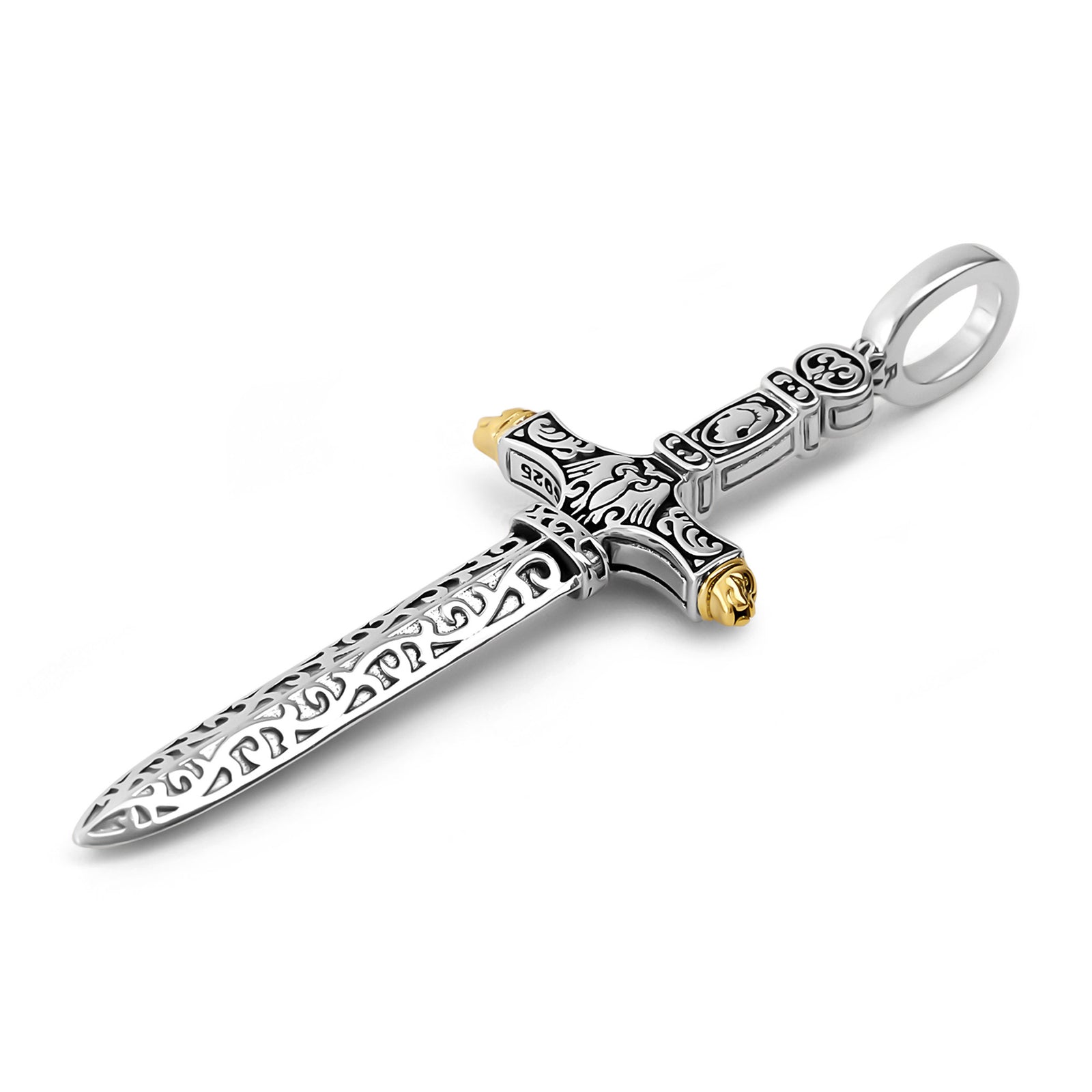 S925 Silver Handmade Cross Sword Pendant Necklace For Men - Ravenna