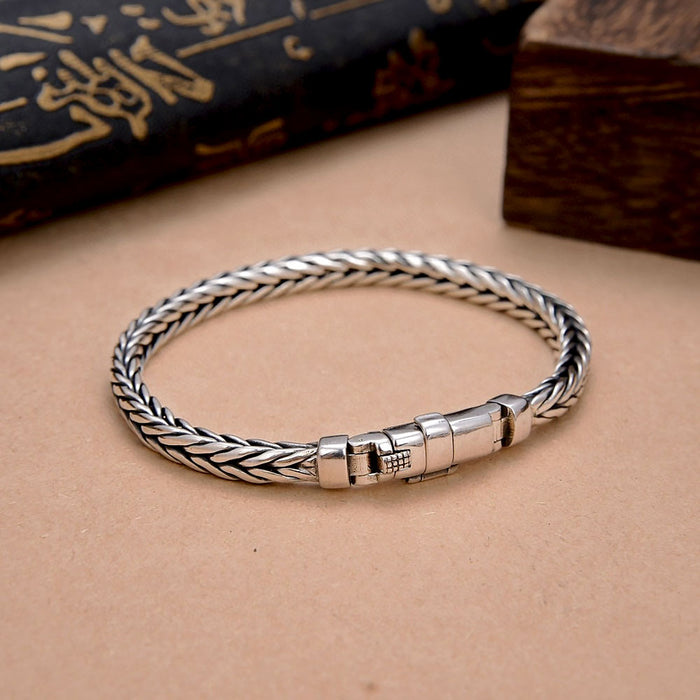 S925 Silver Handmade Braided Bracelet For Men - Crein