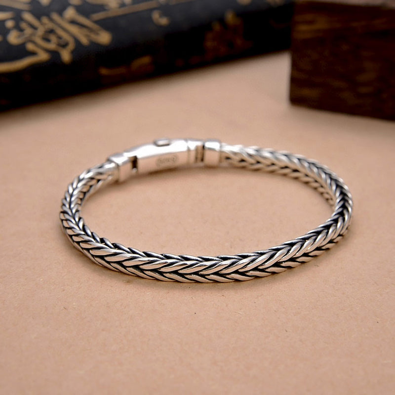 S925 Silver Handmade Braided Bracelet For Men - Crein