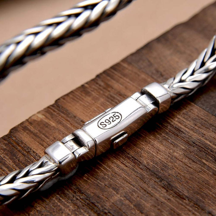 S925 Silver Handmade Braided Bracelet For Men - Crein